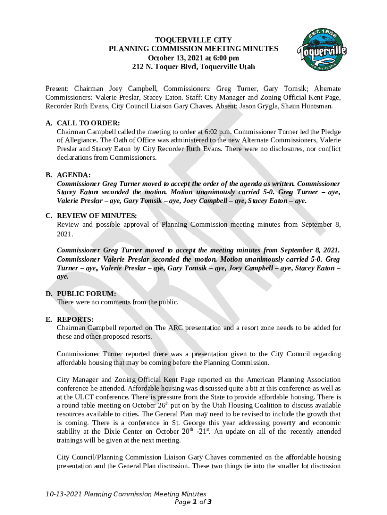 Present: Chairman Joey Campbell, Commissioners: Greg Turner, Gary ...