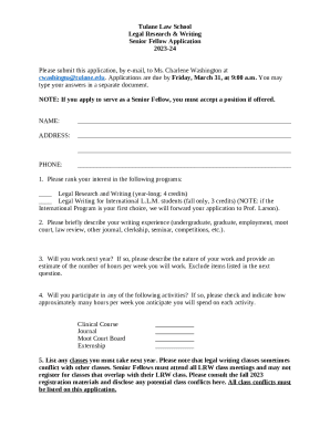 SENIOR FELLOW APPLICATION Doc Template | pdfFiller