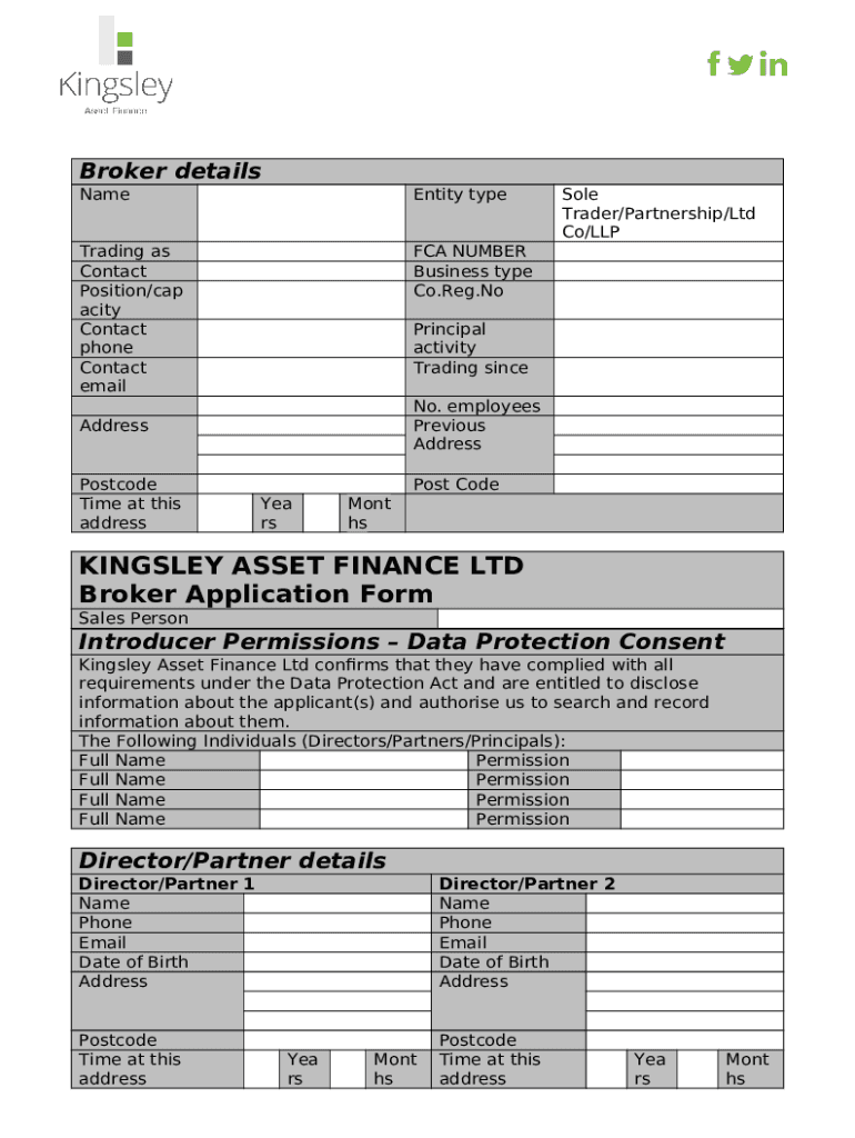 Download Broker Application Doc Template | pdfFiller