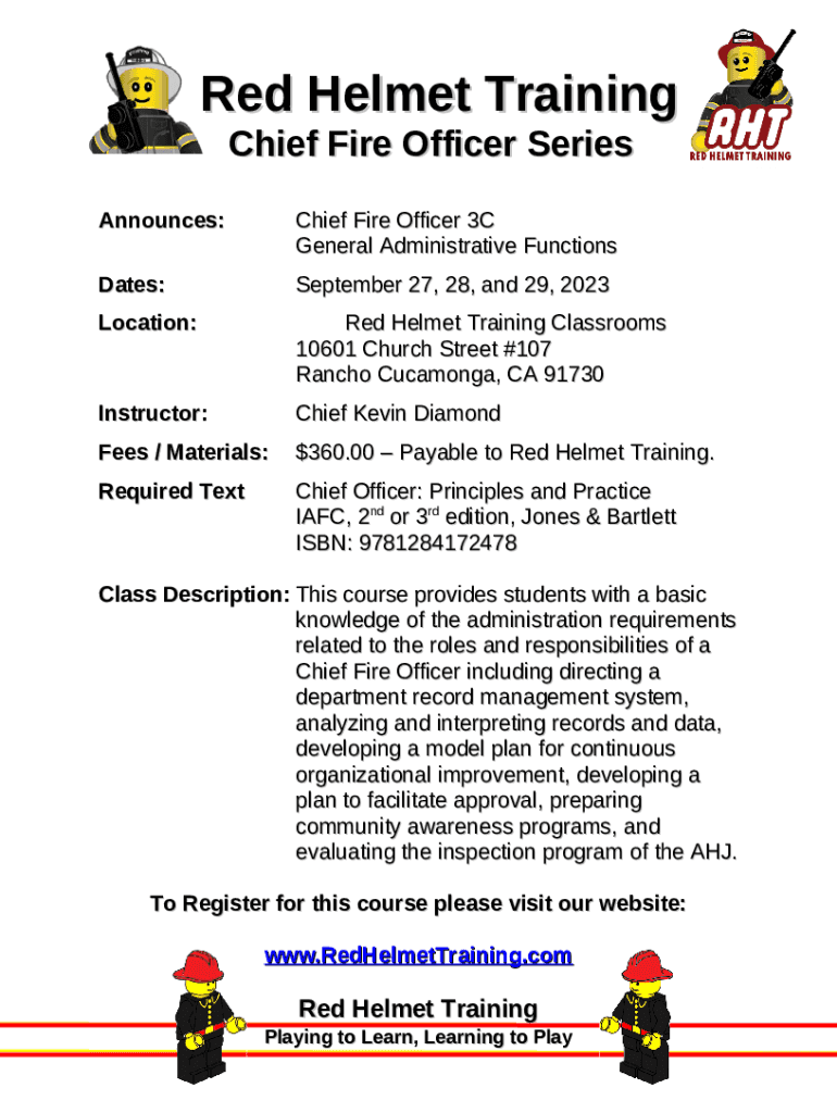Red Helmet Training - Chief Fire Officer Series Doc Template | pdfFiller