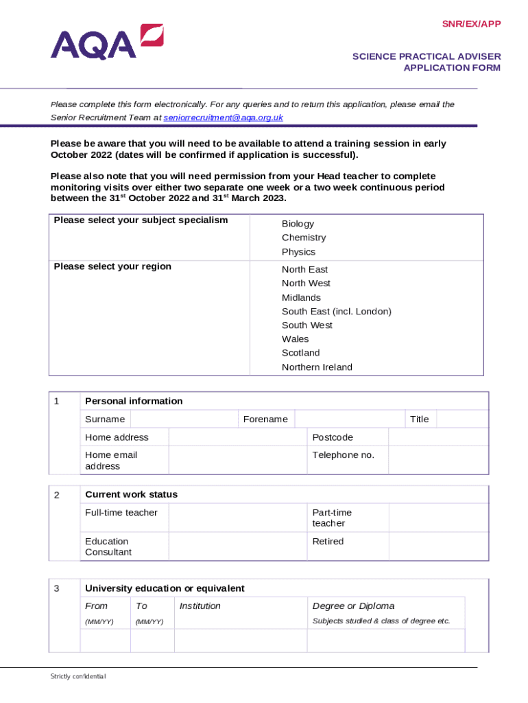 Science Practical Adviser application - store aqa org Doc Template ...