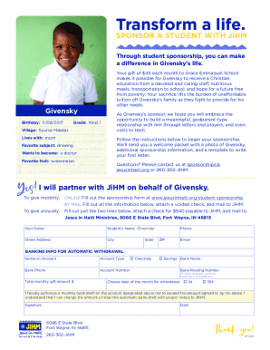 Fillable Online Through student sponsorship, you can make Fax Email ...