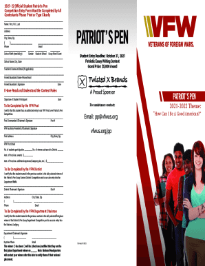 Fillable Online patriot's pen vfw Fax Email Print - pdfFiller