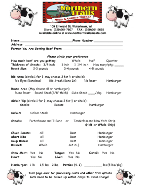 Fillable Online Deer Processing Prices * Payment required at drop off ...