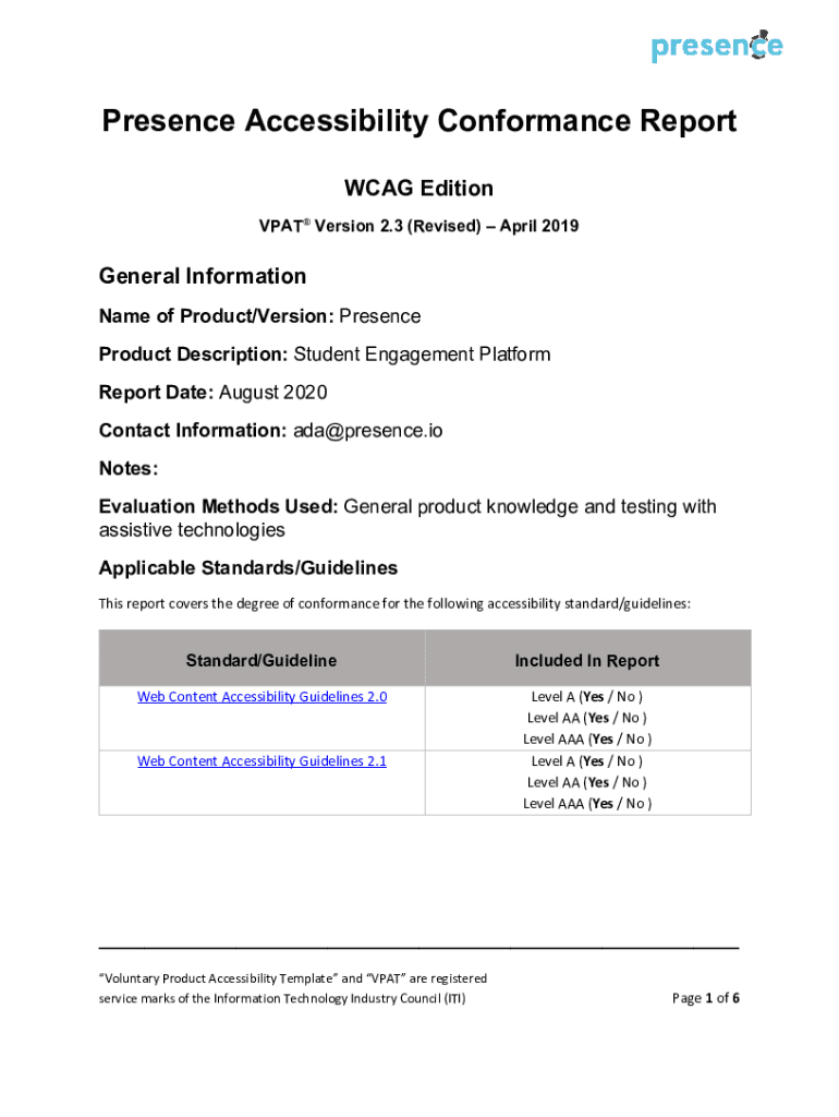 Fillable Online Voluntary Product Accessibility Template (VPAT ...