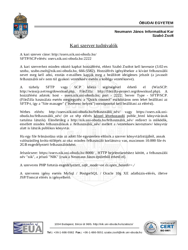 Obuda University John von Neumann Faculty of Inatics Doc Template ...