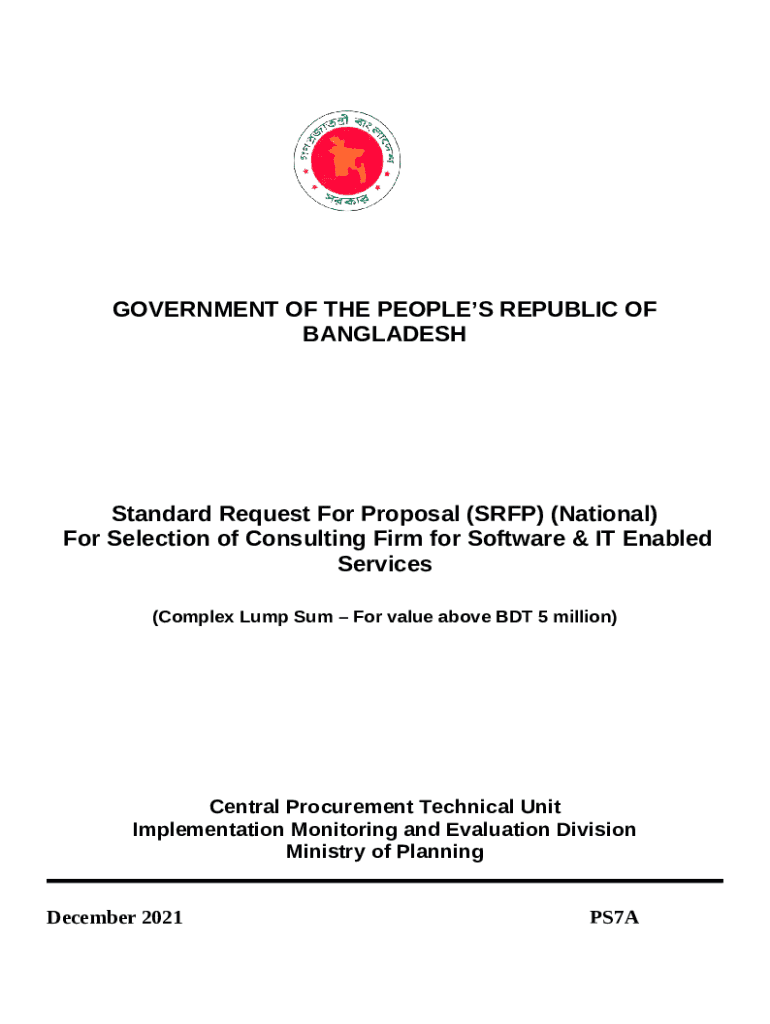 Standard Request For Proposal (SRFP) (National) Doc Template | pdfFiller