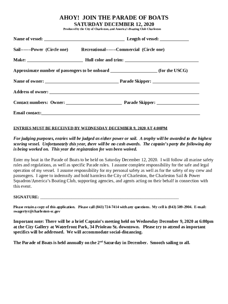AHOY! JOIN THE PARADE OF BOATS Doc Template | pdfFiller