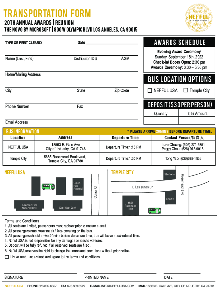 Fillable Online Transportation Form 20th Fax Email Print - pdfFiller