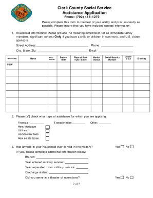 Fillable Online Financial Assistance - Clark County Department of ...