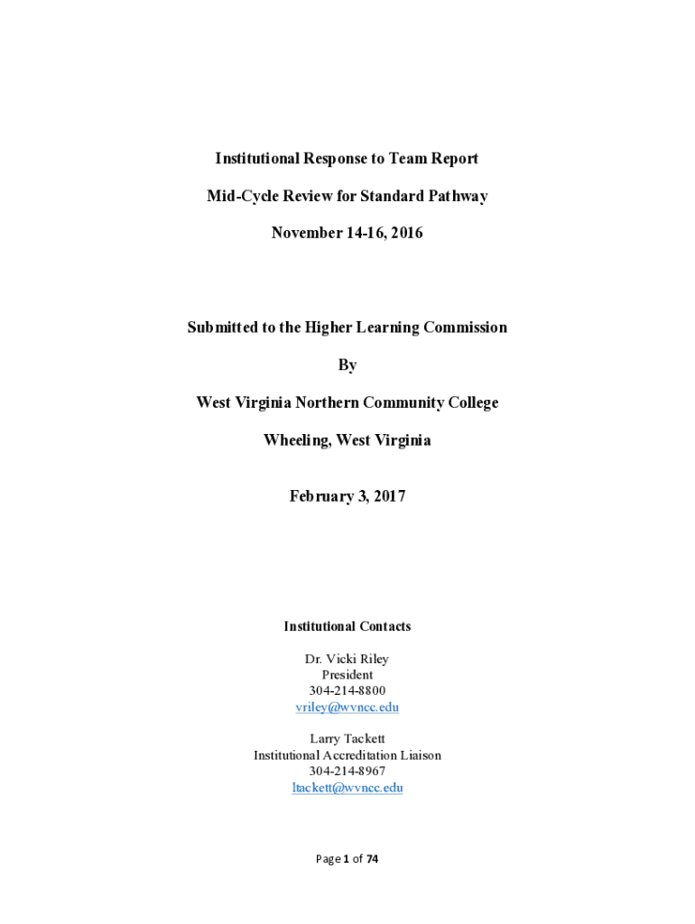 Fillable Online Institutional Response to Team Report Mid-Cycle Review ...