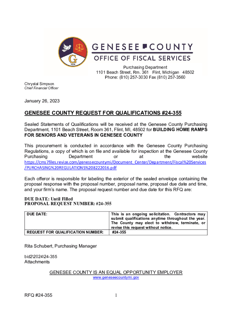 Fillable Online Genesee County Treasurer's OfficeMunicipalities Fax ...