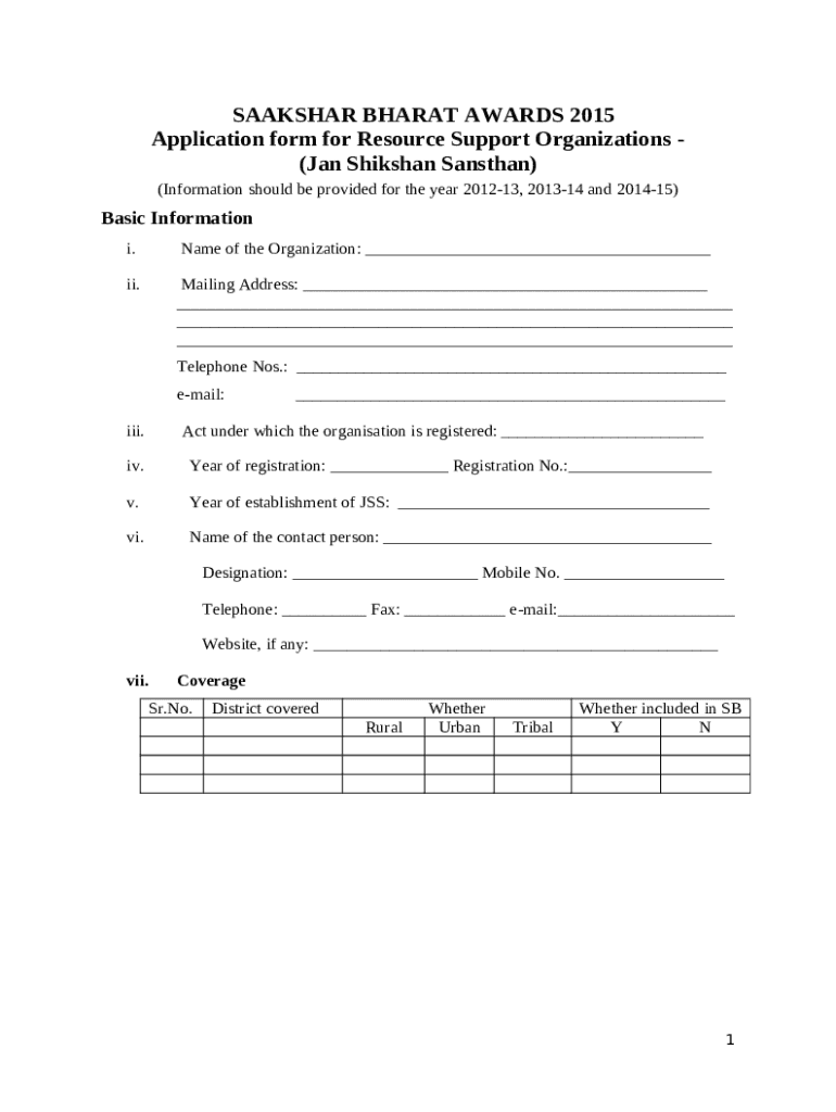 SAAKSHAR BHARAT AWARDS 2015 Application for ... - sndt ac Doc Template ...