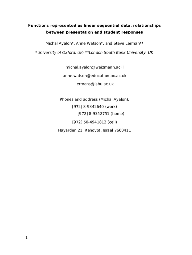 (PDF) Functions represented as linear sequential data Doc Template | pdfFiller