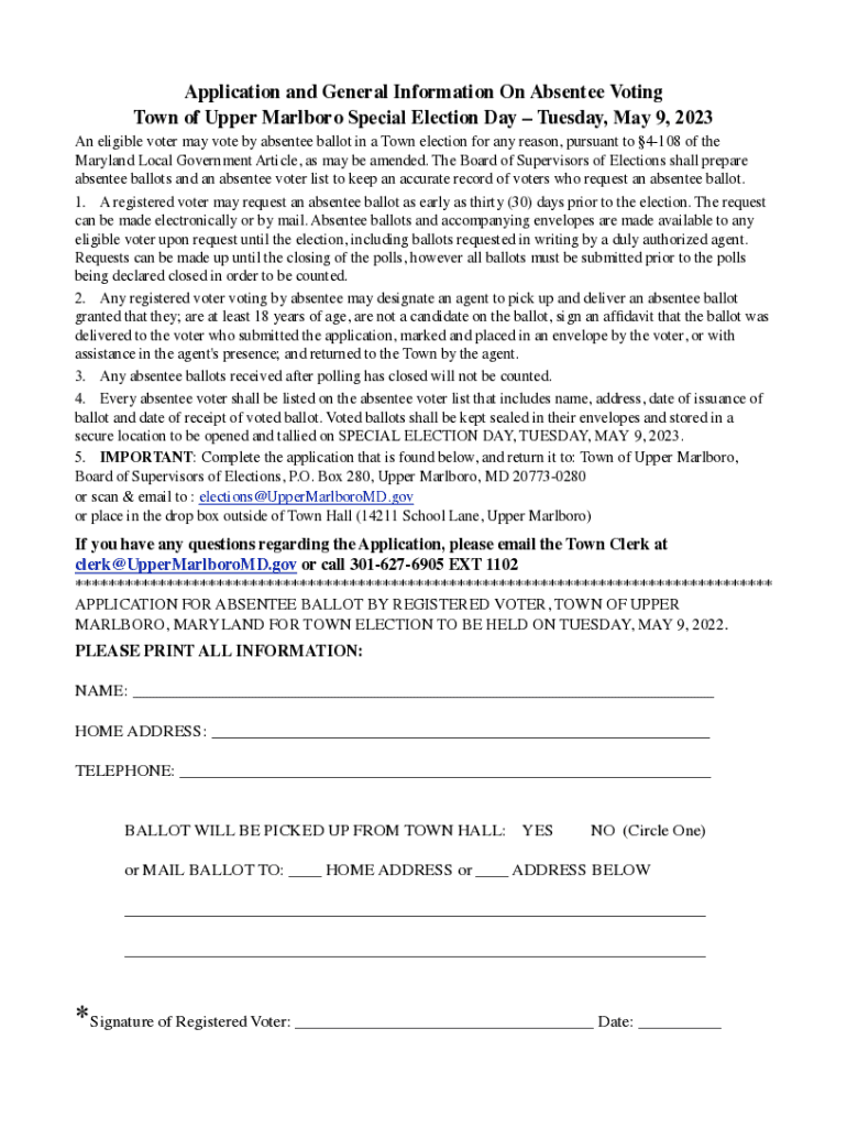 Fillable Online Application and General Information On Absentee Voting Fax Email Print - pdfFiller