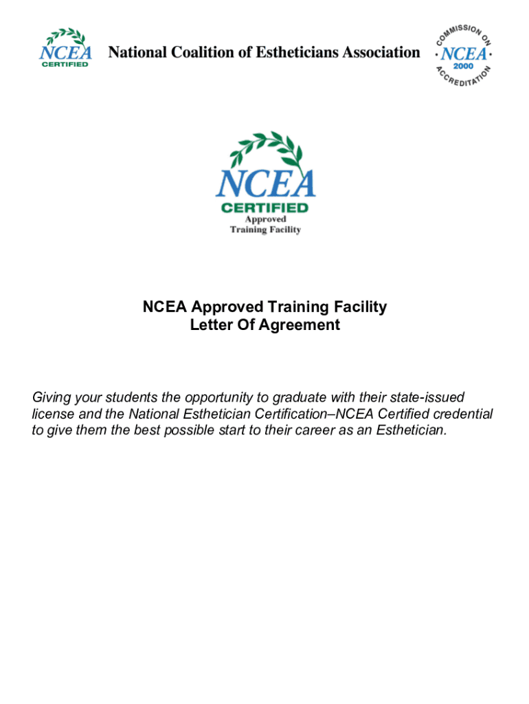 Fillable Online NCEA Approved Training Facility Letter Of Agreement ...
