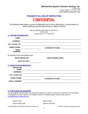 INSPECTION WORKSHEET Doc Template | pdfFiller