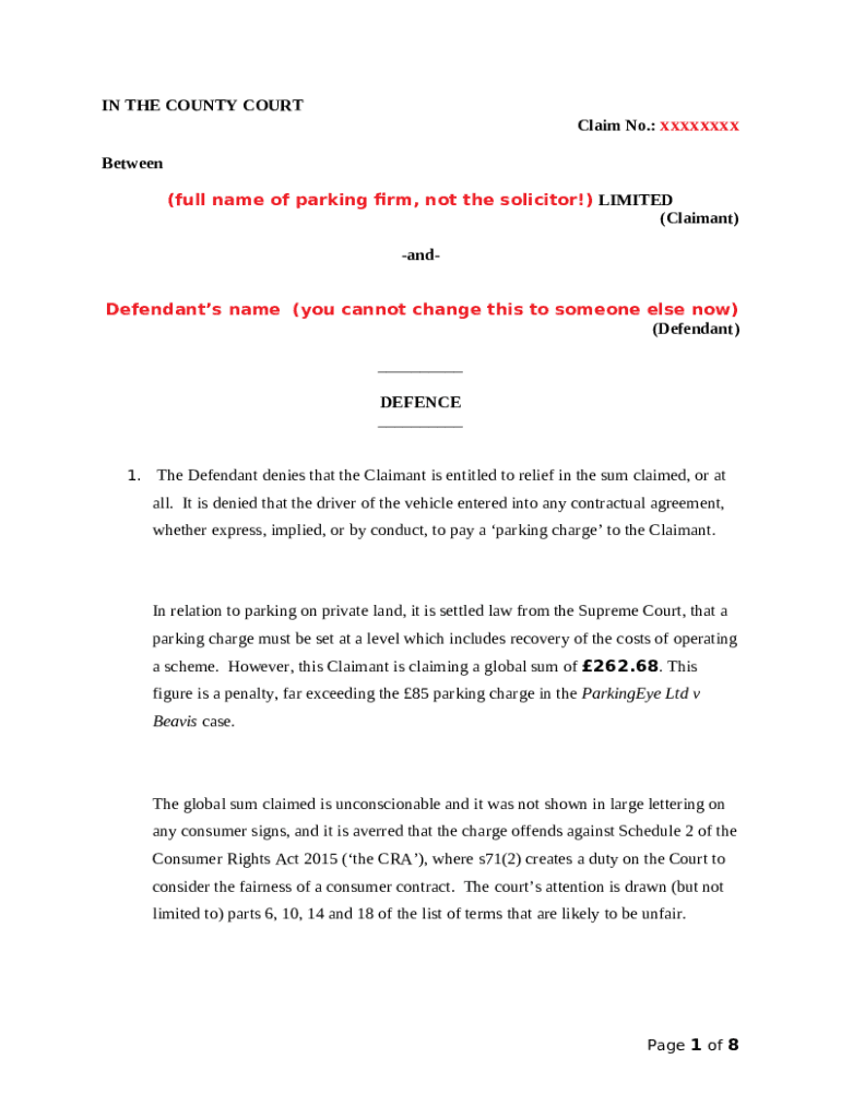 County Court Claim Letter for parking fine - FightBack Forums Doc ...