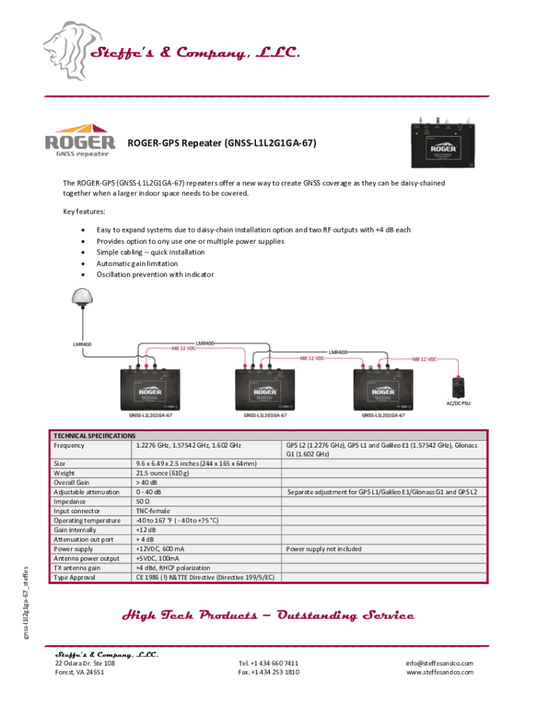 Fillable Online ROGER-GPS RepeaterBring GNSS Signals Indoors with ...