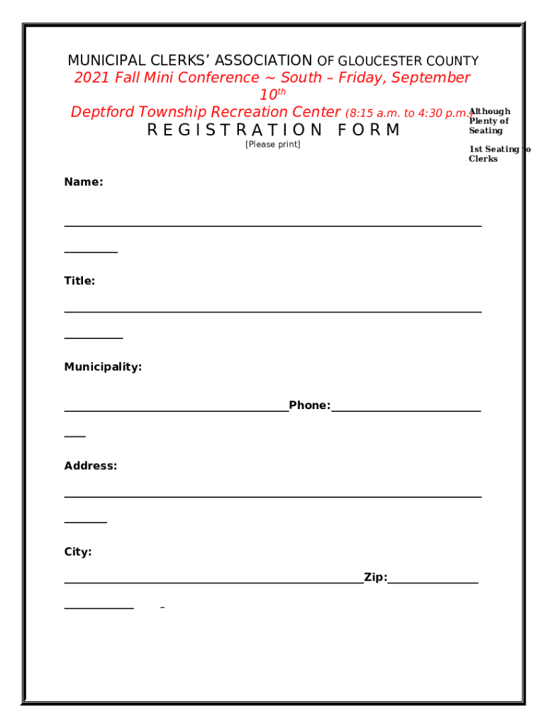 MCANJ Conference Exhibitor Application Doc Template | pdfFiller