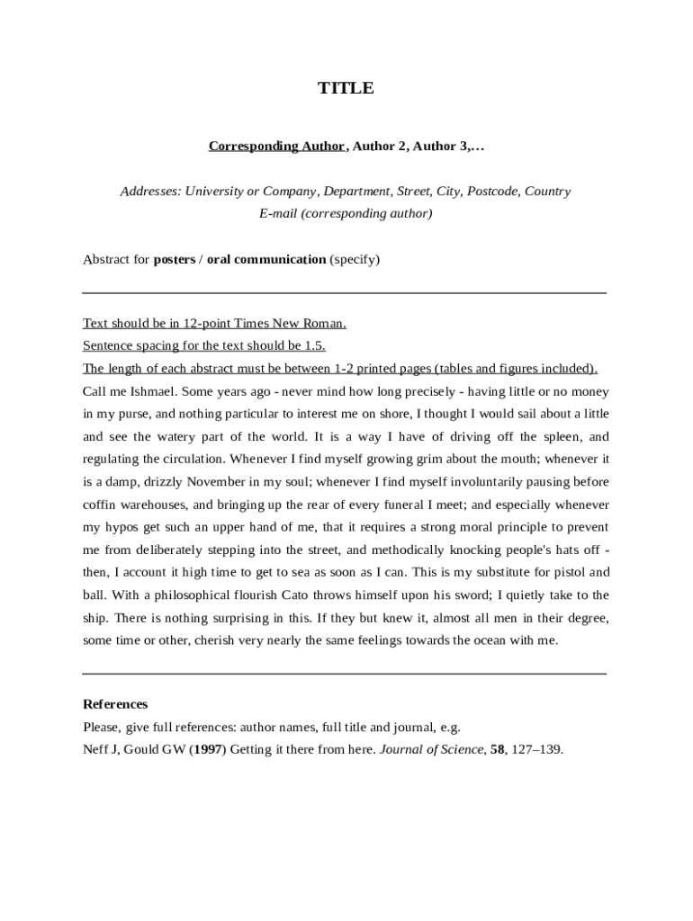 Writing Abstracts and Developing Posters for National ... Doc Template ...