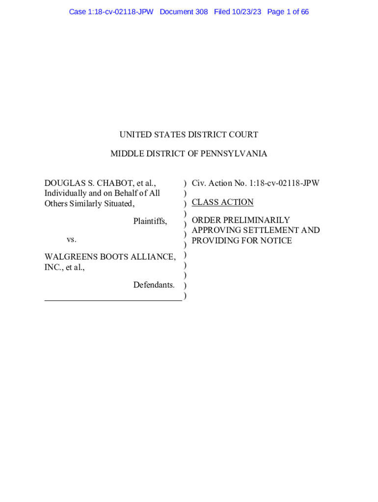 Fillable Online ORDER PRELIMINARILY APPROVING SETTLEMENT AND PROVIDING FOR NOTICE 4877-5975-0279 ...