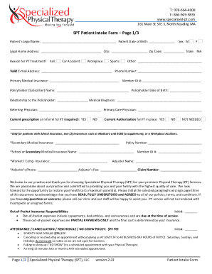 Fillable Online Patient Forms - Specialized Physical Therapy Fax Email ...
