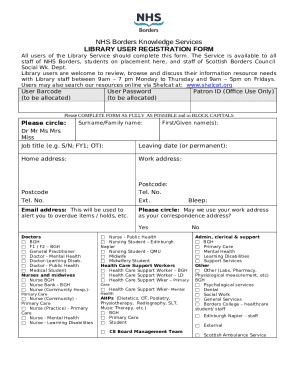 NHS Borders Knowledge Services - Library User Registration Doc Template ...