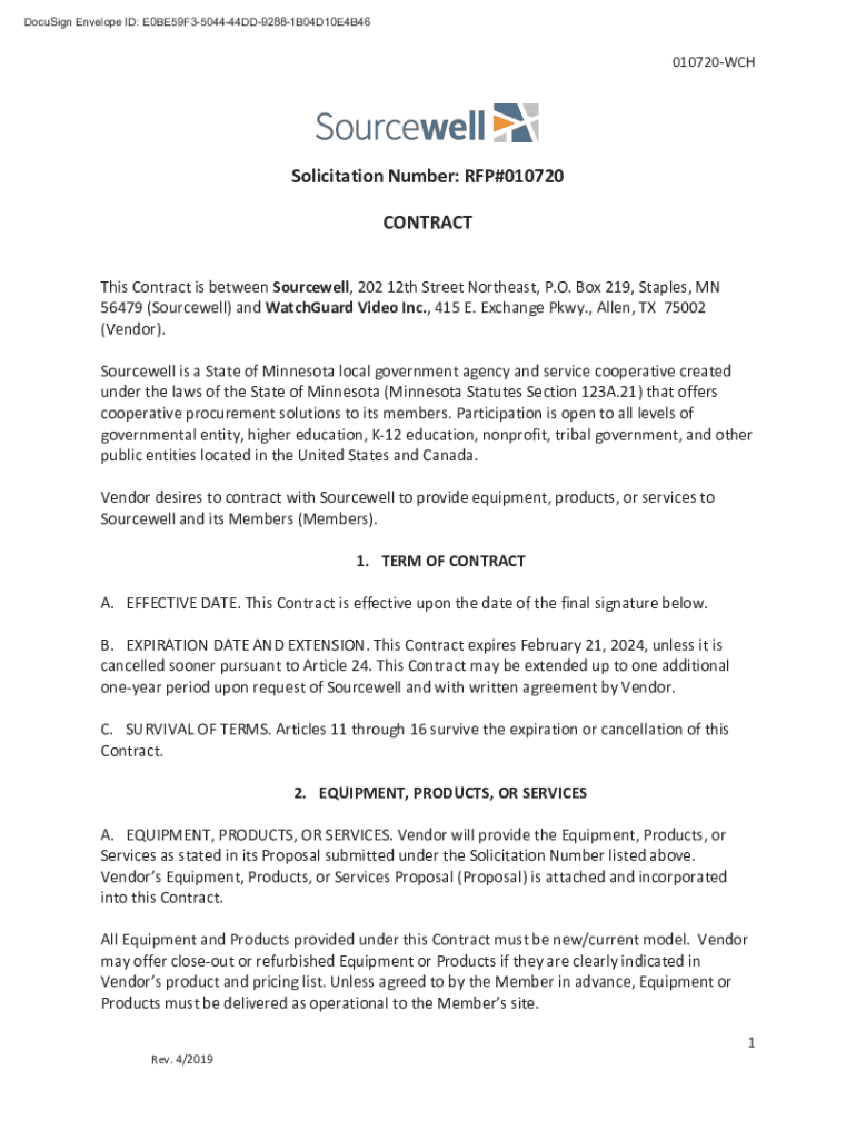 Fillable Online Solicitation Number: RFP#010720 CONTRACT Fax Email ...