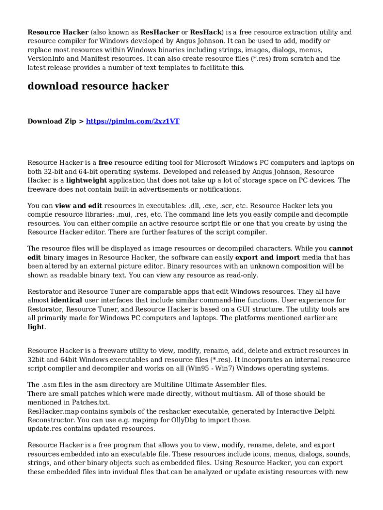 Fillable Online Download Resource Hacker Fax Email Print - pdfFiller