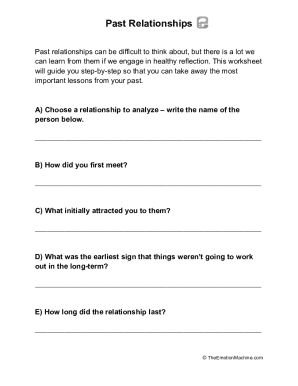 Fillable Online Relationship Pros and Cons Worksheet & Example Fax ...