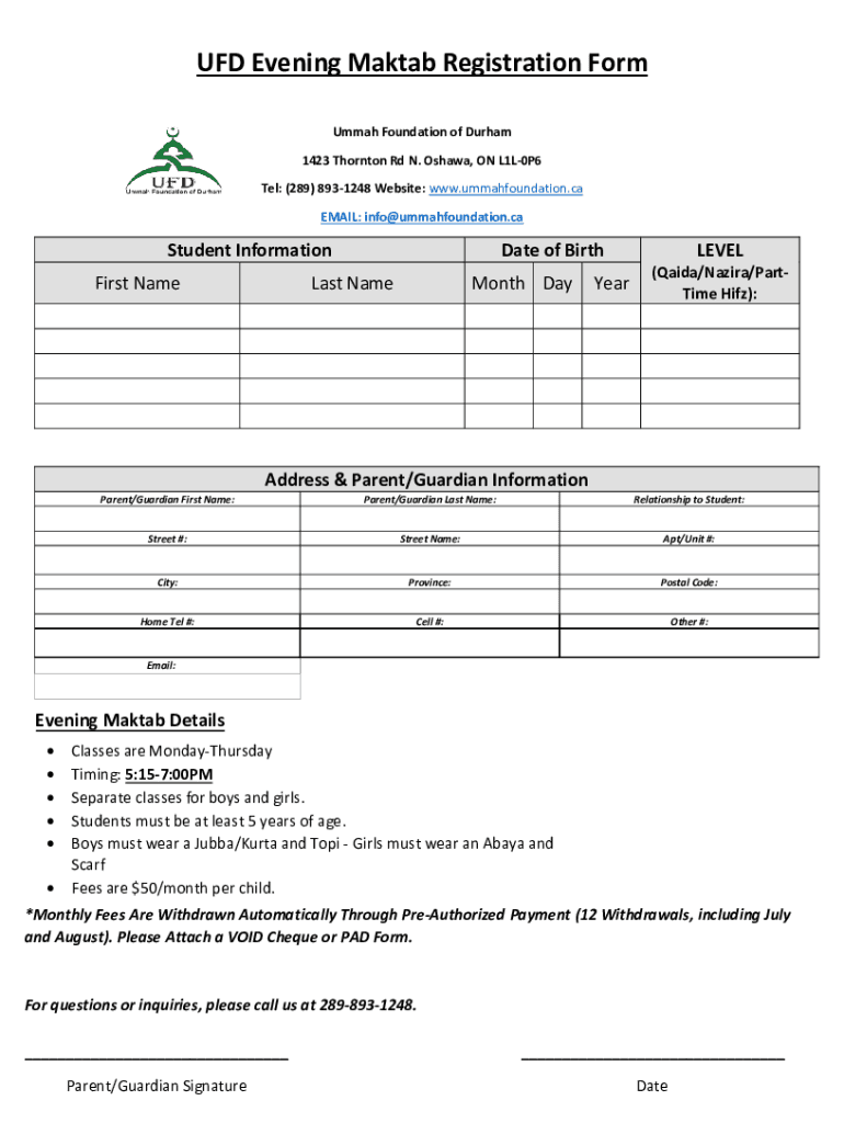 Fillable Online Ummah Foundation of Durham Fax Email Print - pdfFiller