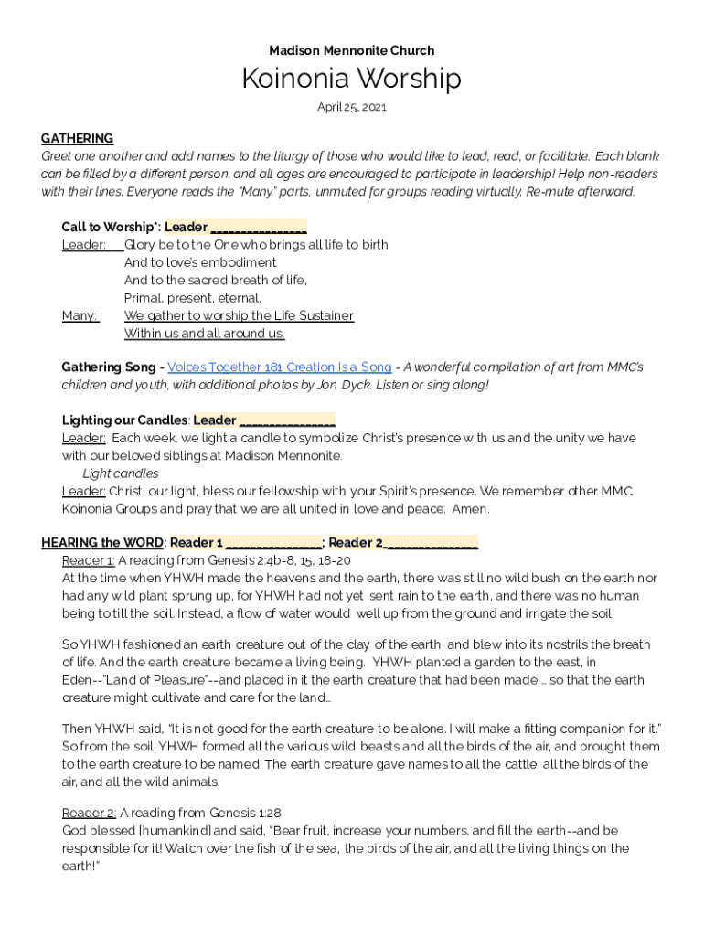 Fillable Online Call to Worship: Psalm 86:11-17 - Valerie L. Showalter Fax Email Print - pdfFiller