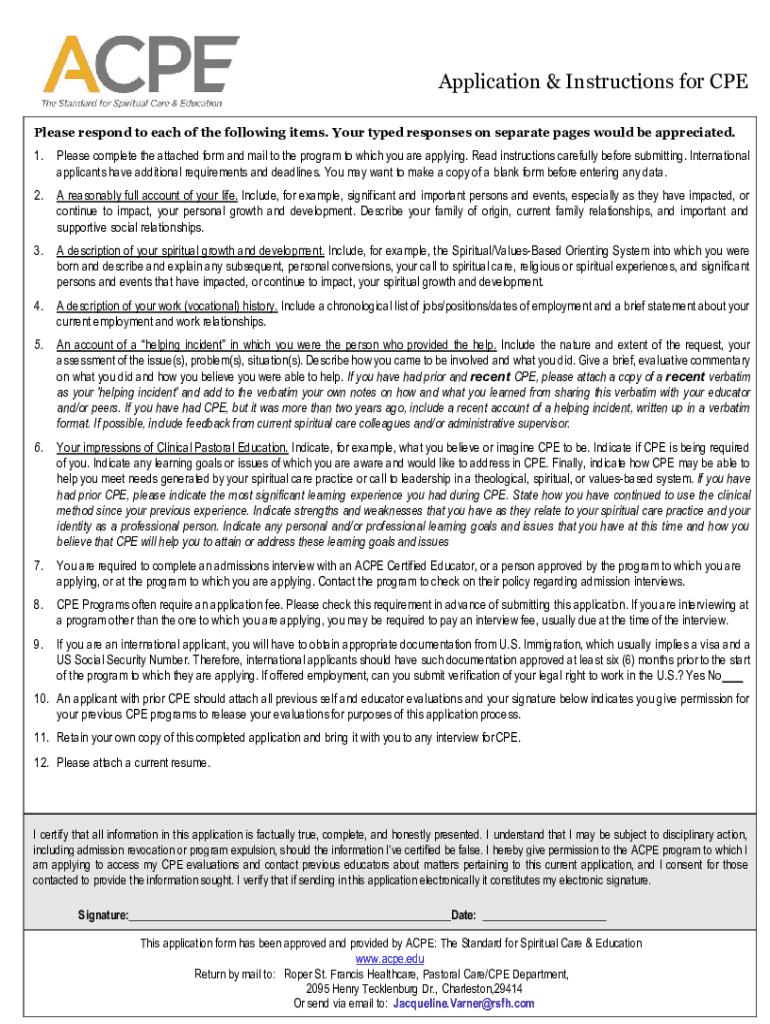 Fillable Online Acpe Application FormFill Out and Use This PDF Fax ...