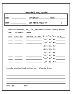 LTI Mentor Activity Monthly Summary Doc Template | pdfFiller