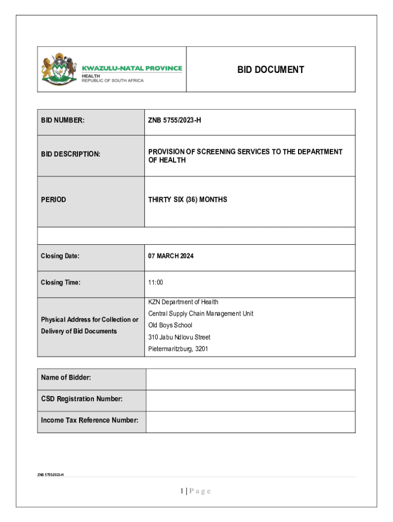 Fillable Online KZN Department of Health Awarded Tenders 2023 Fax Email Print - pdfFiller