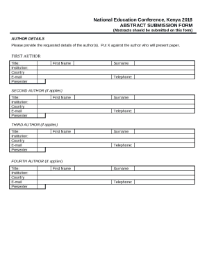 Abstract Submission Kenya Education Conference Doc Template | pdfFiller