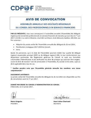 Remplissable En Ligne avis de convocation ordre du jour assemble gnrale ... - cdpsf Fax Email ...