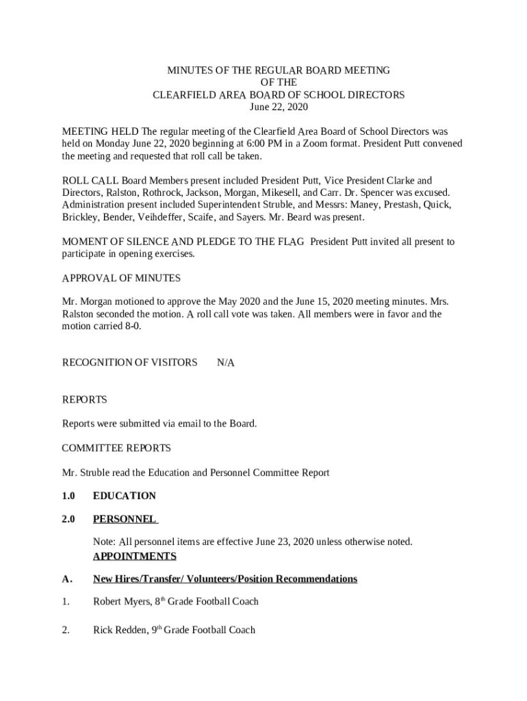 ROLL CALL Board Members present included President Putt, Vice President ...