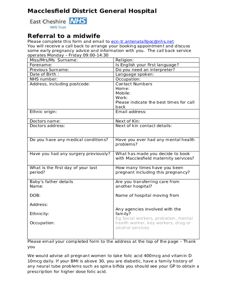 NHS Registration - Adult Doc Template | pdfFiller