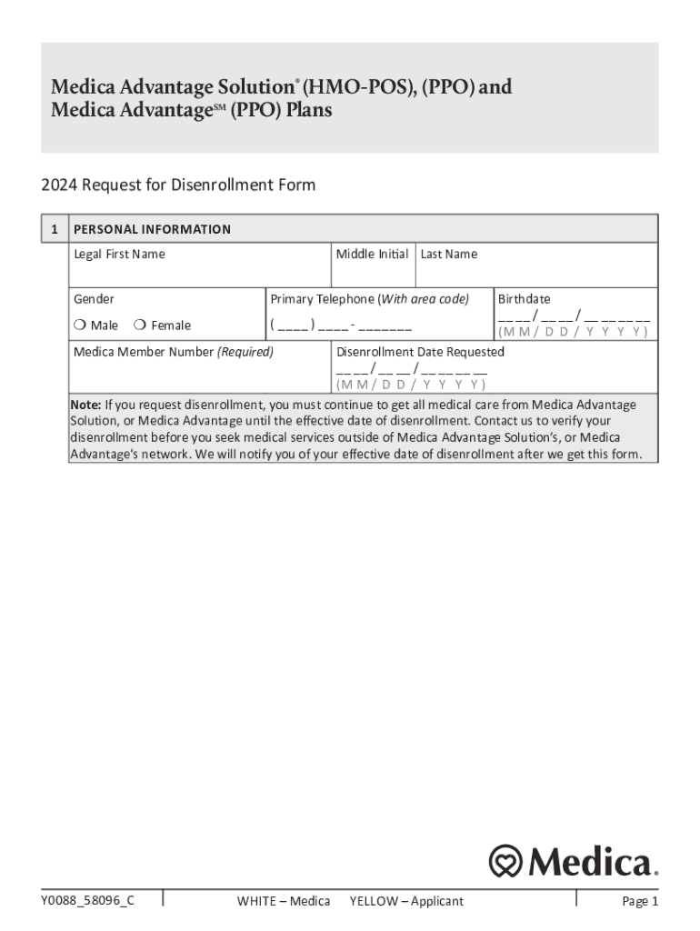 Fillable Online 2024 Request for Disenrollment Form Fax Email Print ...