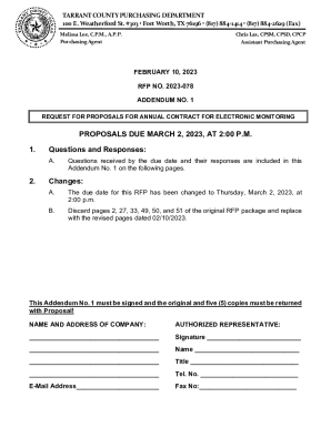 Fillable Online PROPOSALS DUE MARCH 2, 2023, AT 2:00 P.M. 1. ... Fax ...