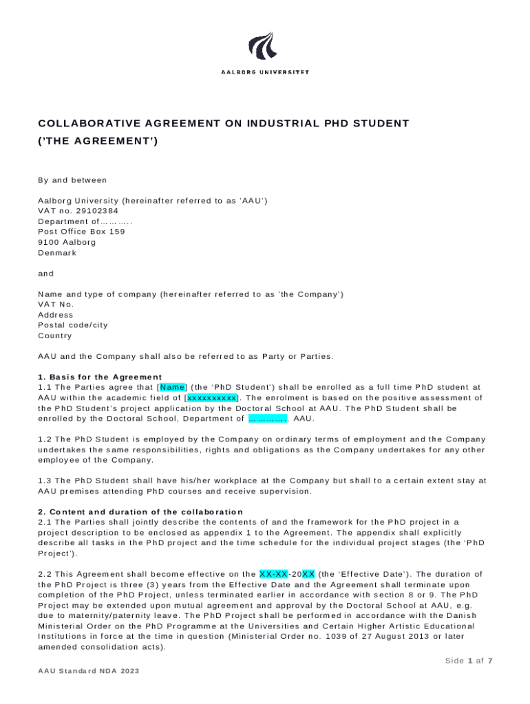 Collaborative Agreement on Joint Research Project ('the ... Doc Template | pdfFiller