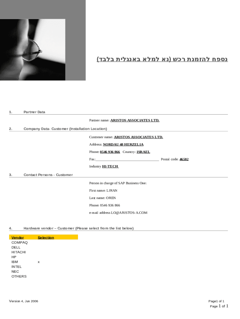 INSTALLATION REQUEST/ CALL-OFF ORDER MYSAP Doc Template | pdfFiller