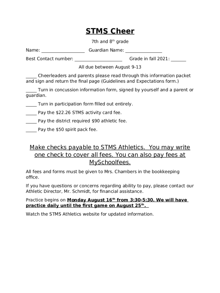 STMS Cheer Doc Template | pdfFiller