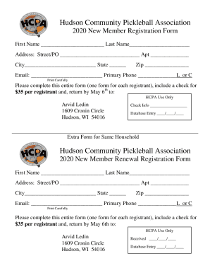 Fillable Online 2020 New Member Registration Form Fax Email Print ...