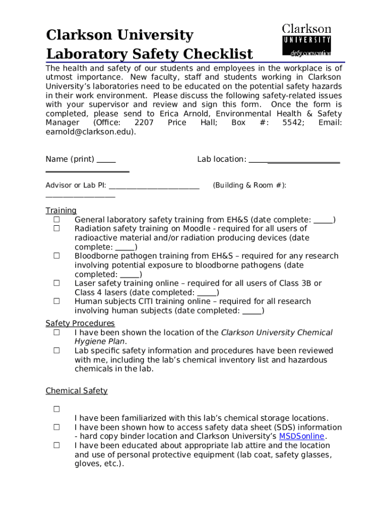 Clarkson University Environmental Health & Safety Program ... - people ...