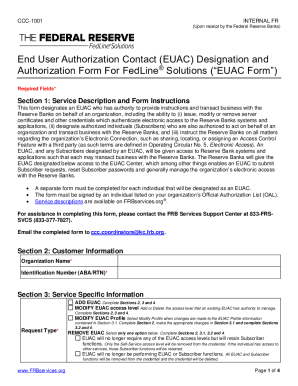 Fillable Online End User Authorization Contact (EUAC) Designation and Authorization Form For ...