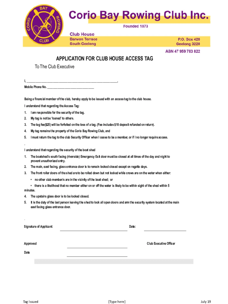Fillable Online Clubhouse Fitness Membership Application and Agreement ...