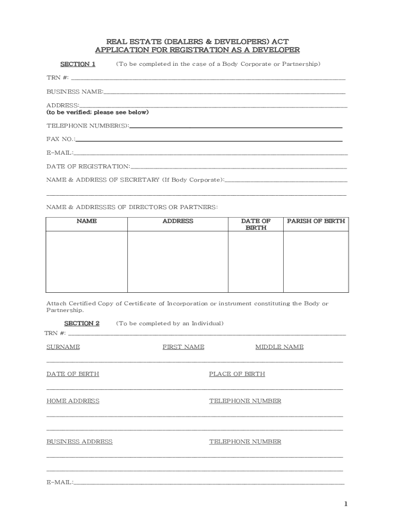Fillable Online Requirements for Registration as a Real Estate ...